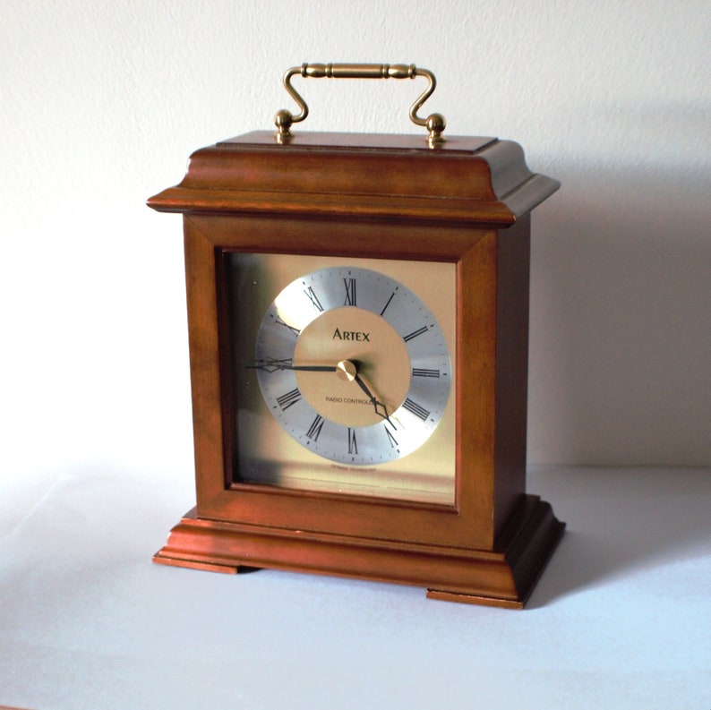 Artex Mantel Clock: Solid Oak Wood, Radio Controlled, Roman Numerals - Etsy