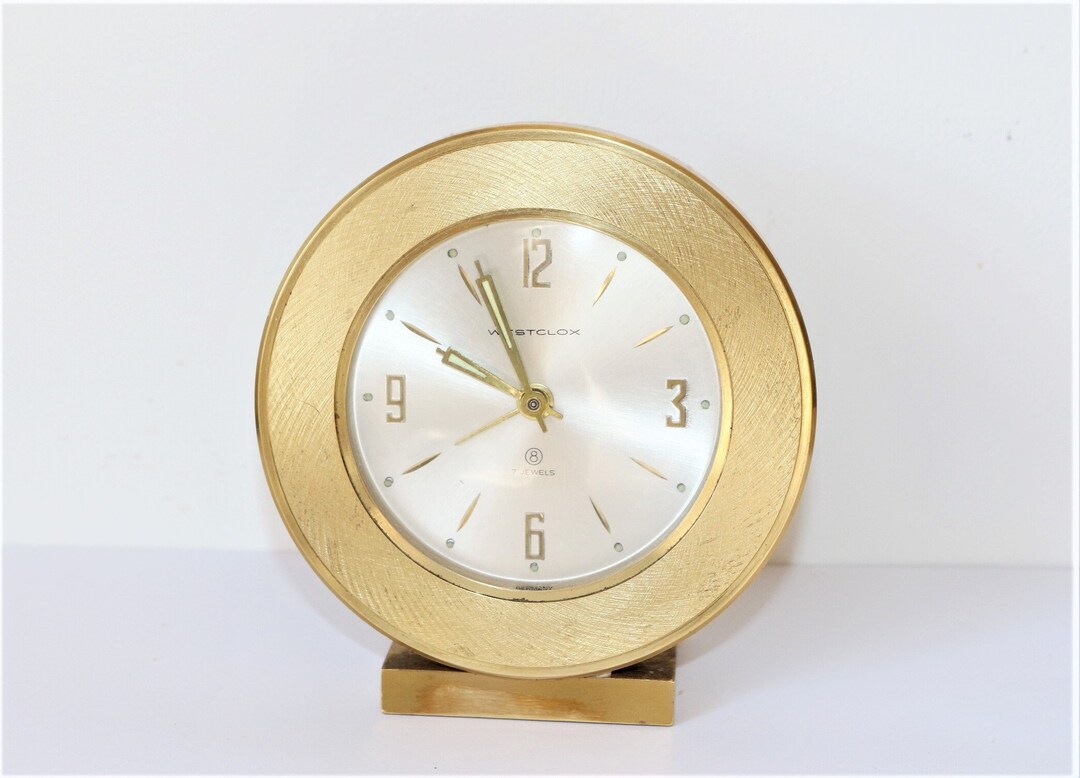 Vintage Westclox Table Clock: 18ct Gold Plated, Swiss 7 Jewels - Etsy