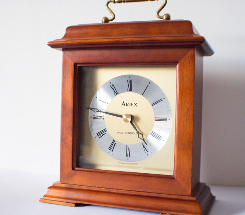 Artex Mantel Clock: Solid Oak Wood, Radio Controlled, Roman Numerals - Etsy