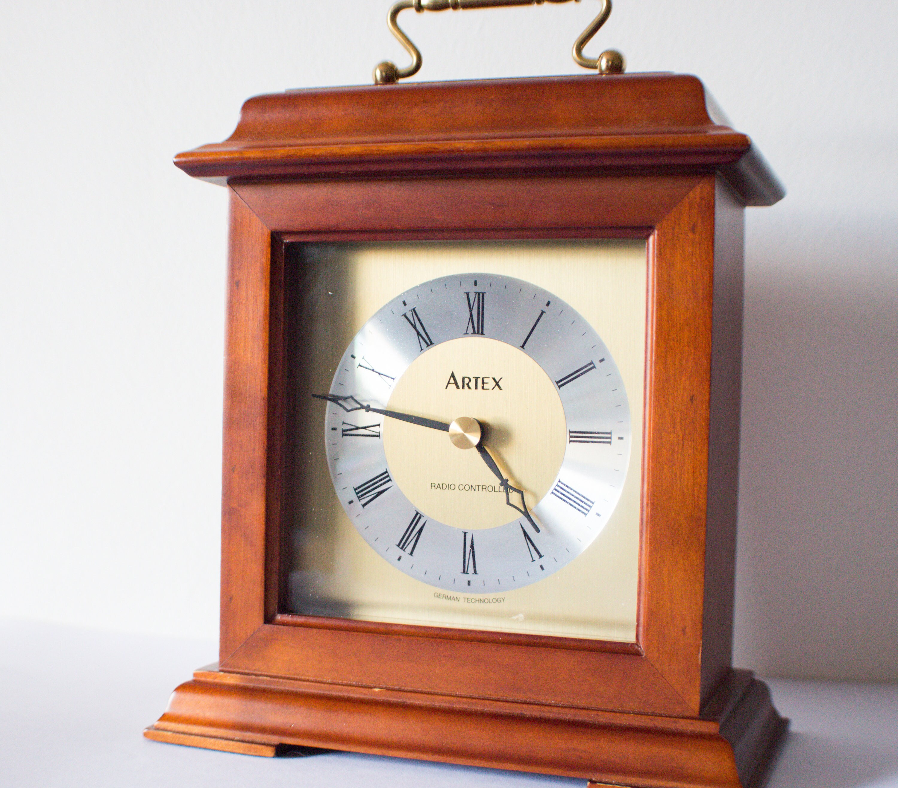 Artex Mantel Clock: Solid Oak Wood, Radio Controlled, Roman Numerals - Etsy
