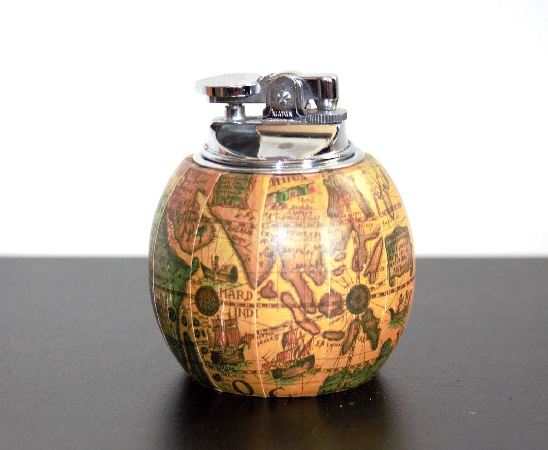 Rare Christopher Colubus World Map Table Lighter - Elegant Old ...