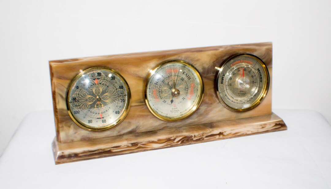 Vintage Rototherm Barometer: Lucite Marble Effect Weather Station - Etsy