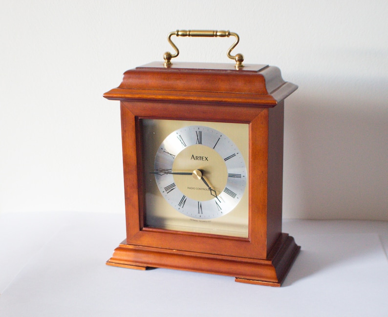 Artex Mantel Clock: Solid Oak Wood, Radio Controlled, Roman Numerals - Etsy