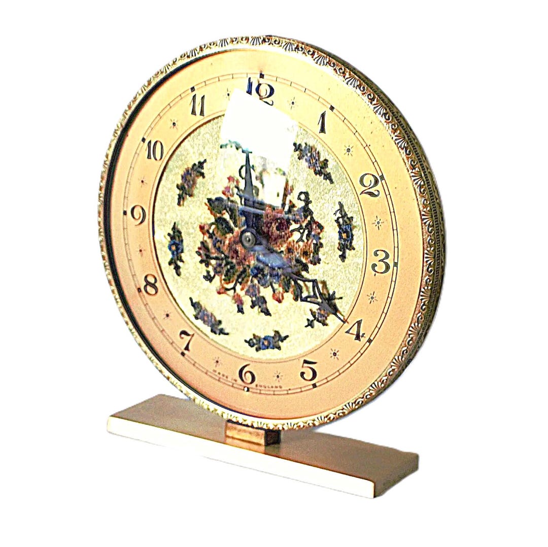 Regent of London Gold Gilded Petit Point Clock -floral English Rose ...
