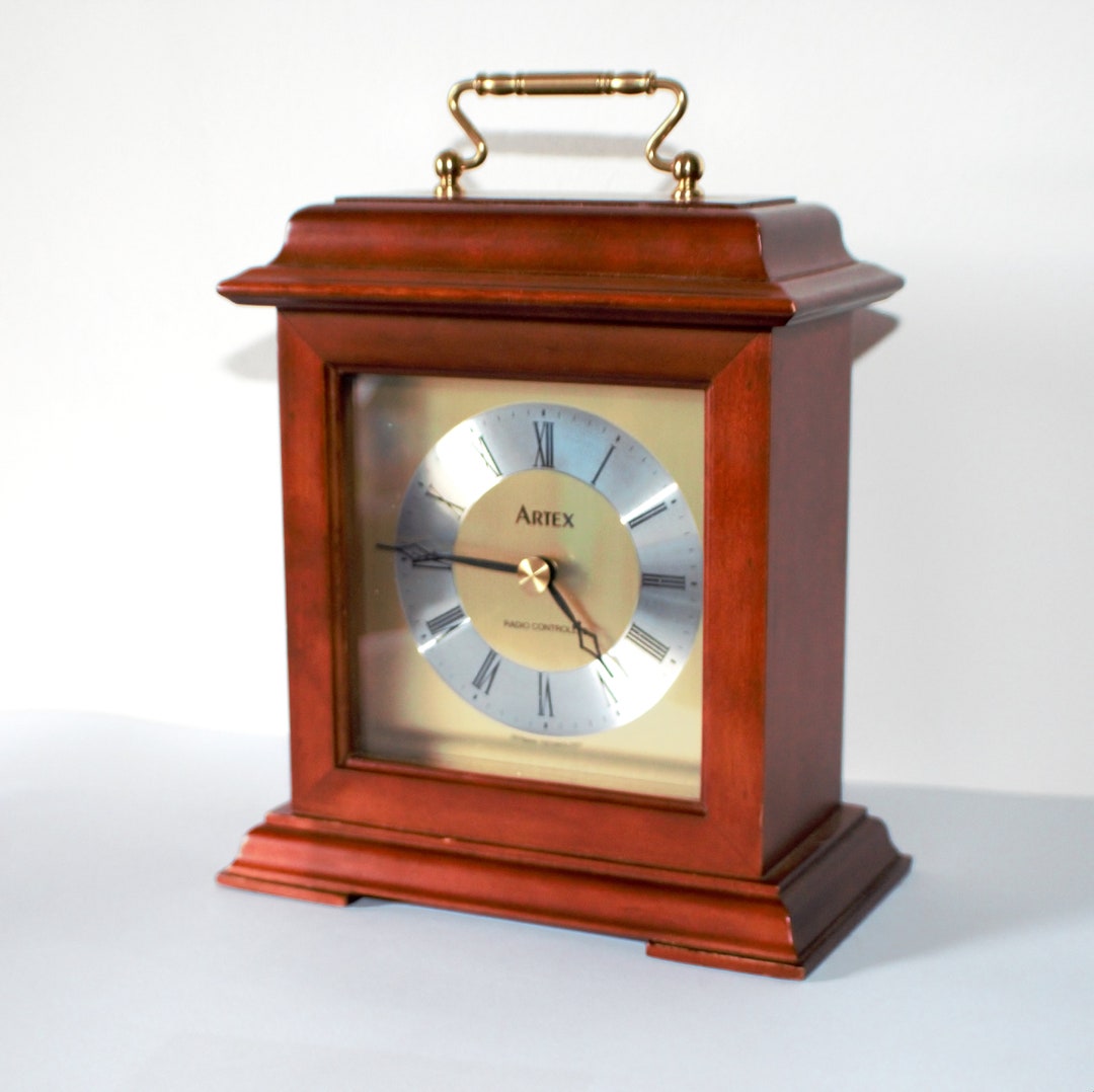 Artex Mantel Clock: Solid Oak Wood, Radio Controlled, Roman Numerals - Etsy