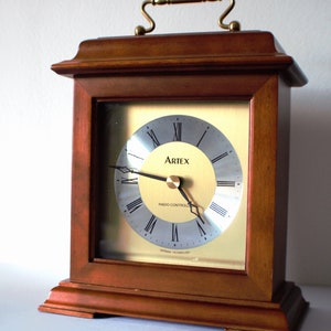 Artex Mantel Clock: Solid Oak Wood, Radio Controlled, Roman Numerals - Etsy