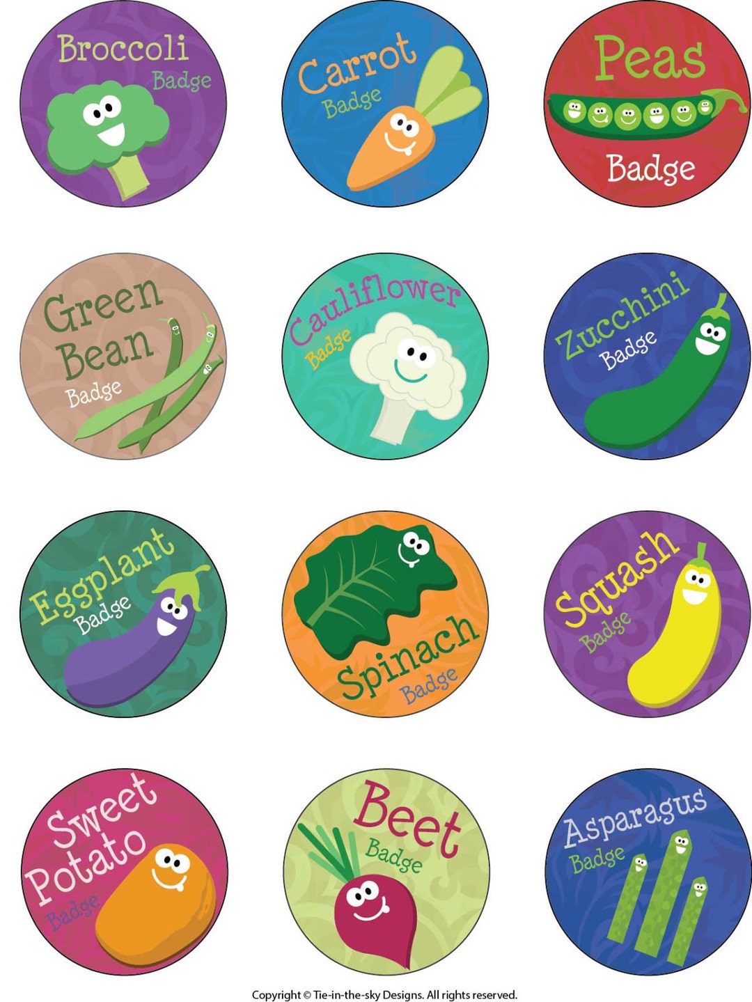Veggie Badges - SET 1 - Reward Your Kids for Eating Their Veggies! - Etsy