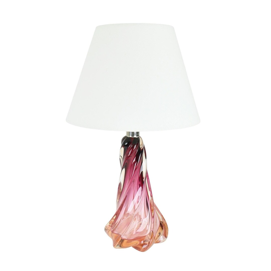 Mid Century Murano Glass Table Lamp | Pietro Toso Pink Orange Peach ...