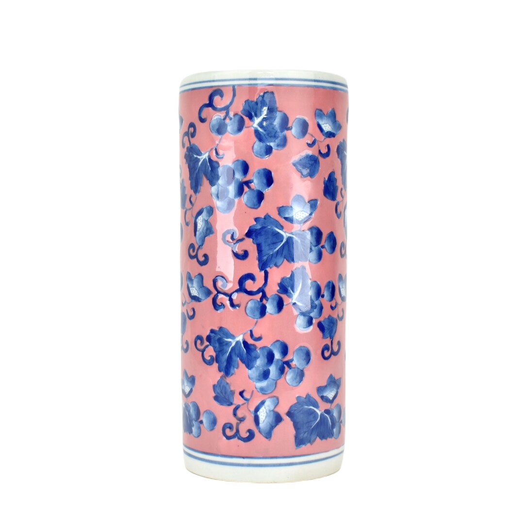 Vintage Porcelain Chinese Vase Dusty Pink Blue White | Antique Retro ...