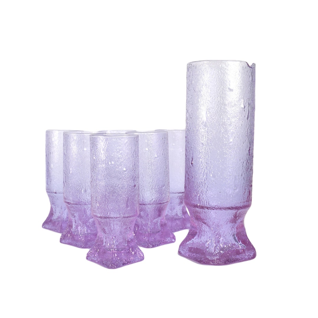 Mid Century Italian Set of Alexandrite Glass Tumblers and Carafe | Neodymium Atomic Age Vintage ...