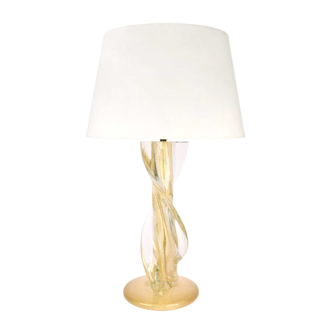 Vintage Murano Glass Table Light With Gold Flakes | Accent Lamp Italian ...