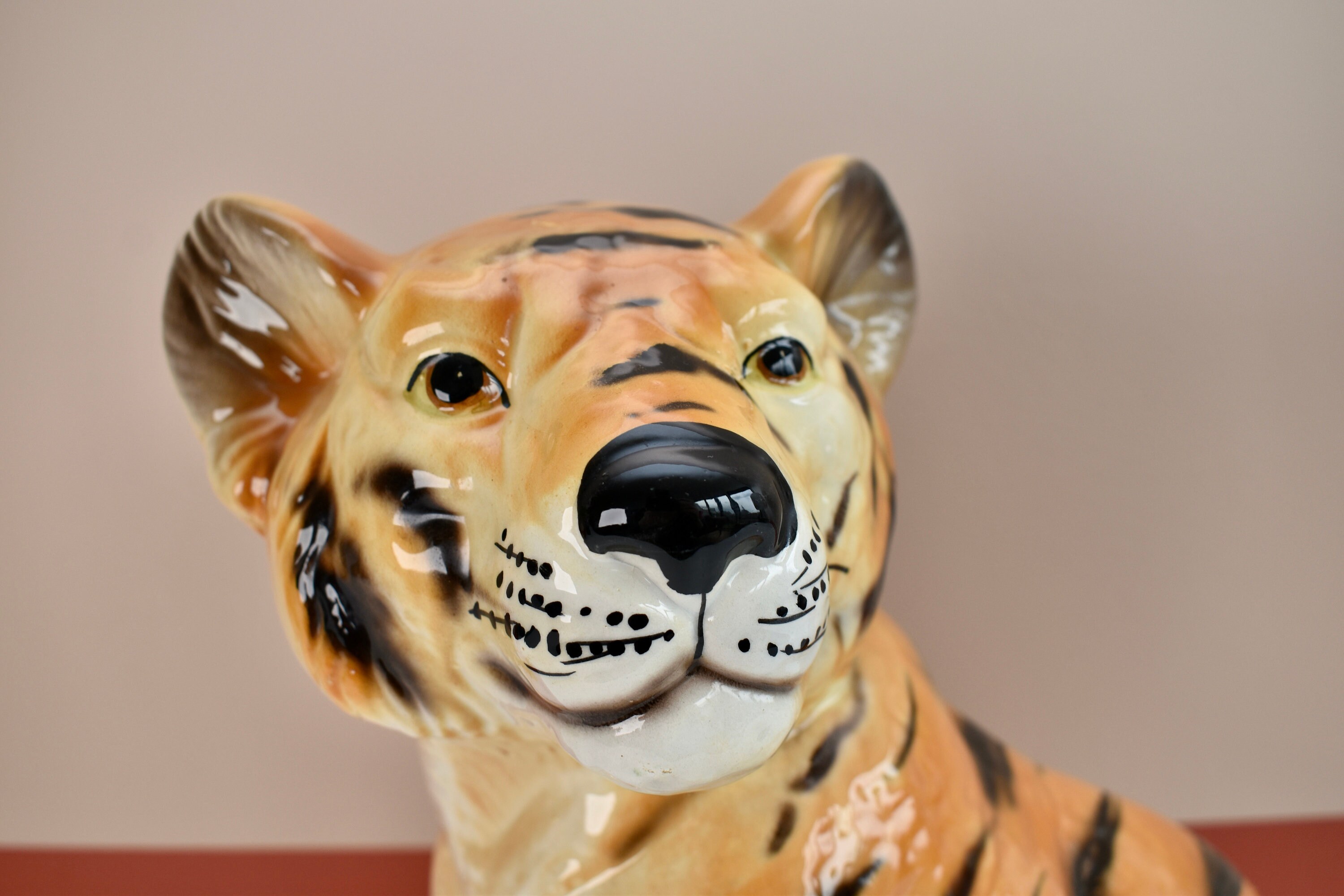 Large Italian Mid Century Ceramic Tiger Statue Figurine - Etsy