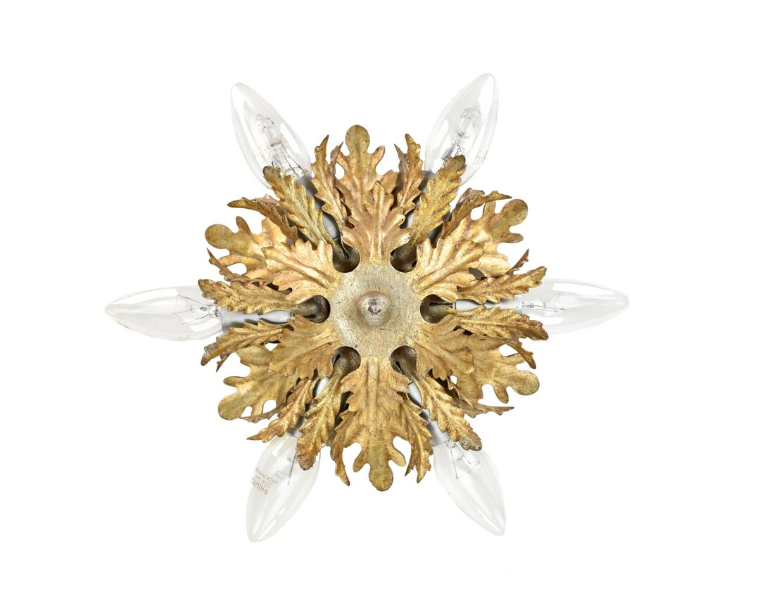 Regency Gold Plated Flower Palm Leaf Flush Mount | Flush Light | Gilt ...