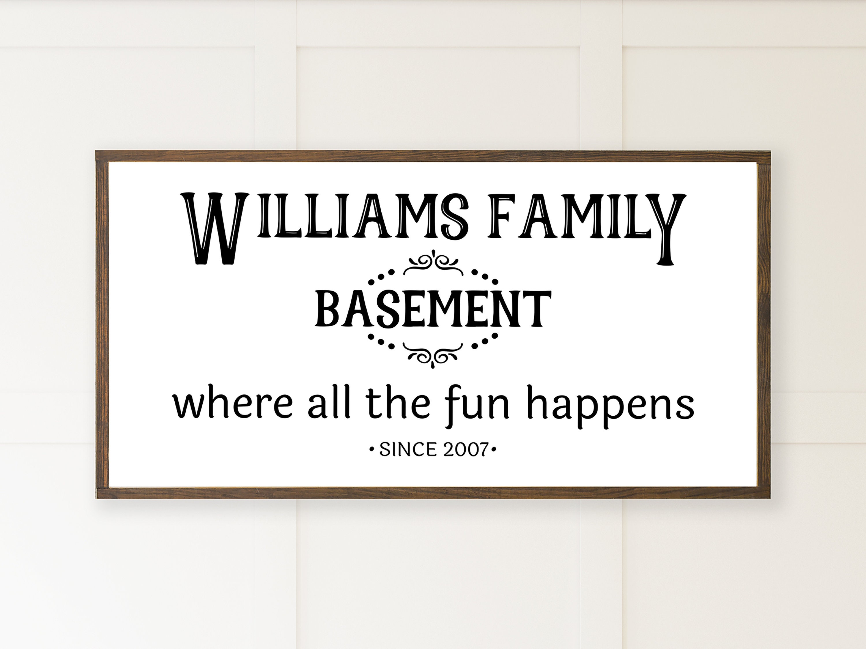 Custom Family Basement Sign Wooden Frame Basement Wall Decor | Etsy