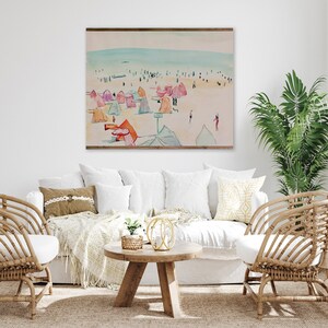 Vintage Beach Watercolor Tapestry, Colorful Beach Cabana Wall Decor ...