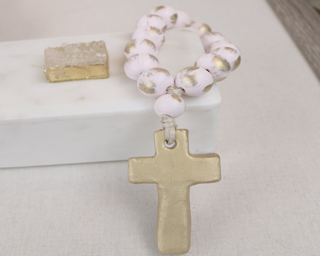 Pink Blessing Beads | Personalized Gift | Baptism Gift | Gift for Her ...