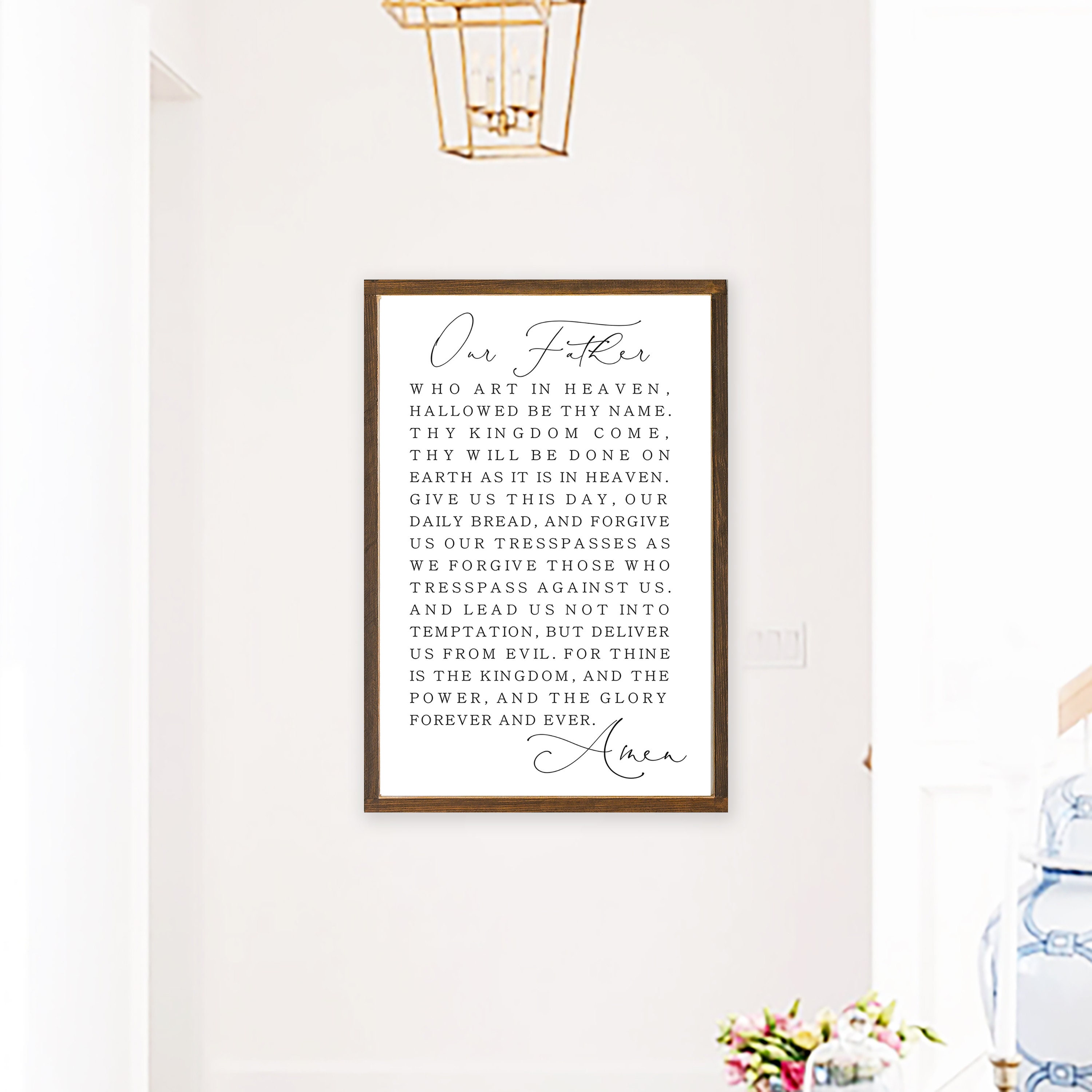 Our Father Who Art in Heaven Prayer Sign, the Lord's Prayer Wood Framed ...