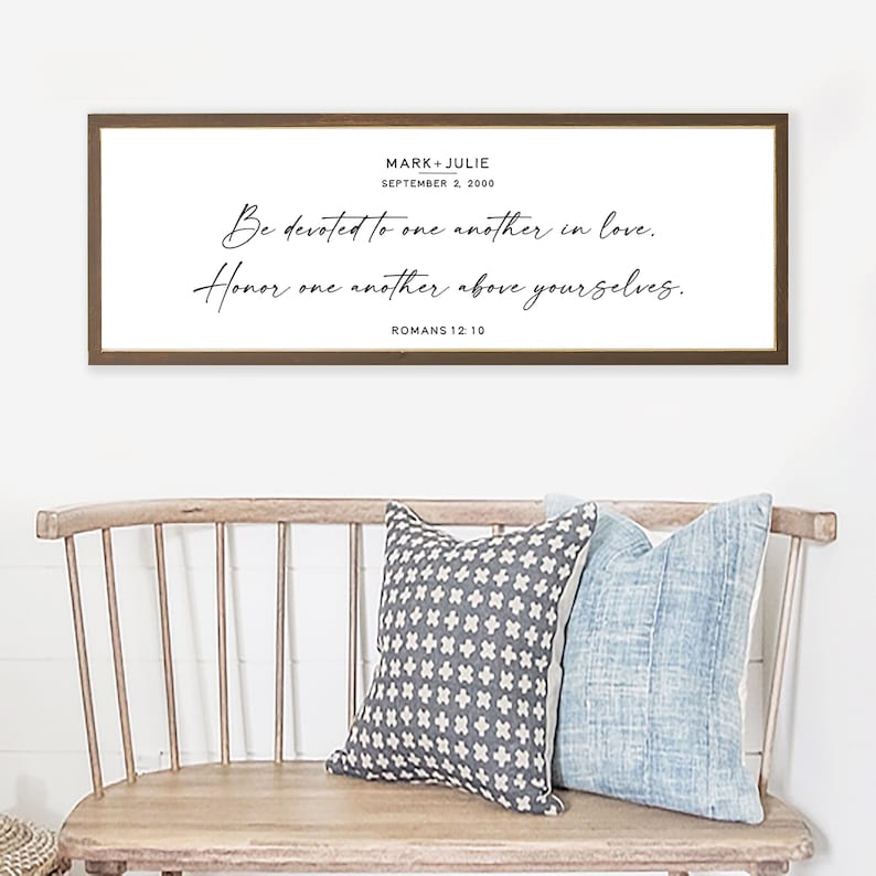 Custom Wedding Bible Verse Sign, Be Devoted to One Another Sign ...