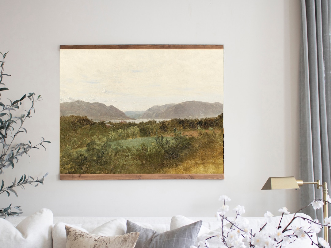 Vintage River Landscape Tapestry, Large Neutral Wall Hanging, Extra ...