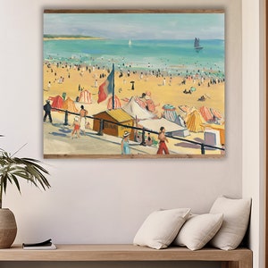Retro Beach Bar and Cabana Watercolor Tapestry, Vintage Coastal Wall ...