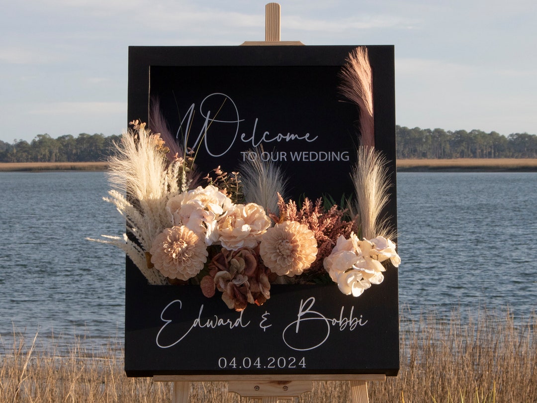Custom Color Flower Box Welcome Sign, Personalized Event Welcome Sign ...