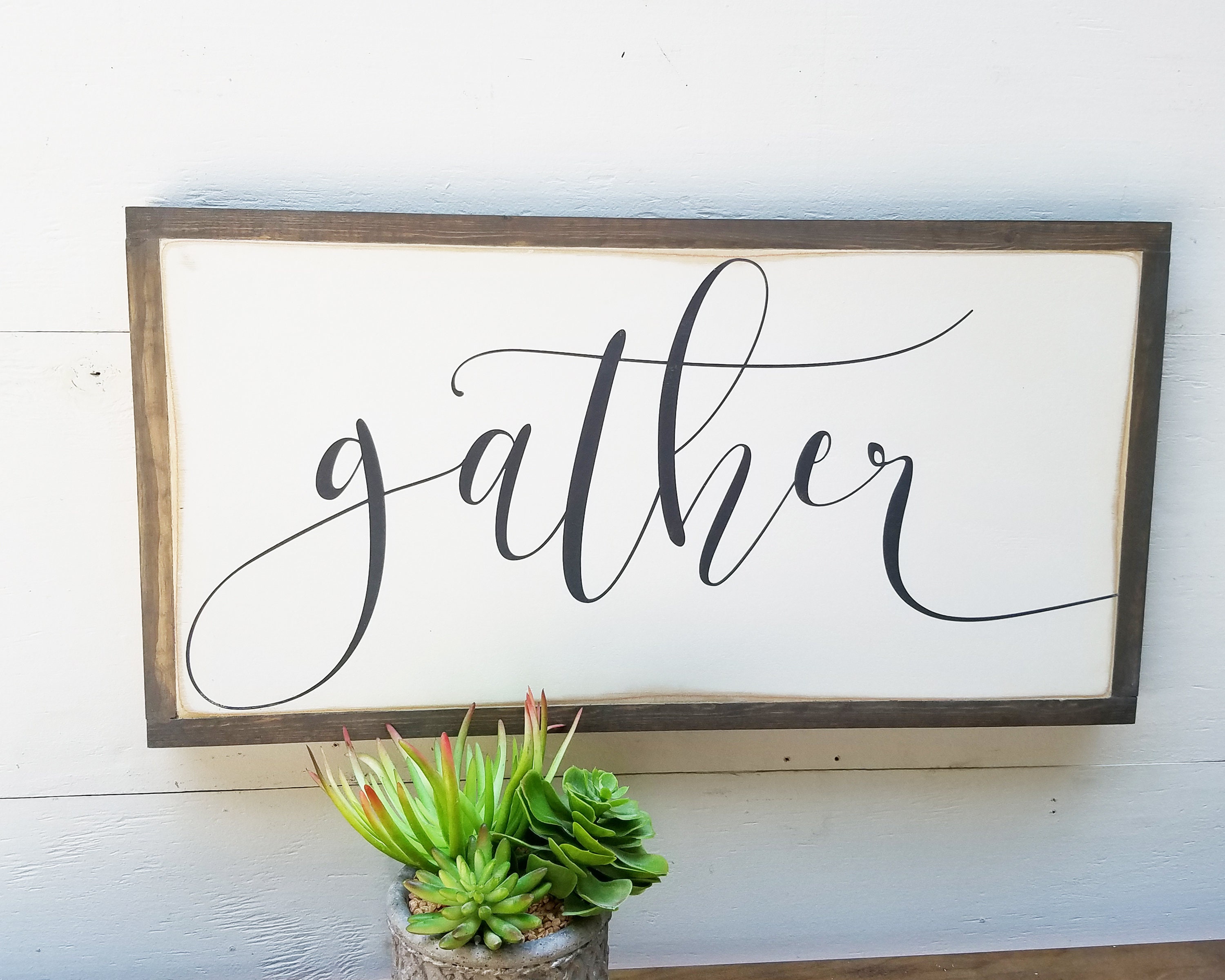 Gather Sign Farmhouse Sign Gather Wood Sign Large Gather | Etsy