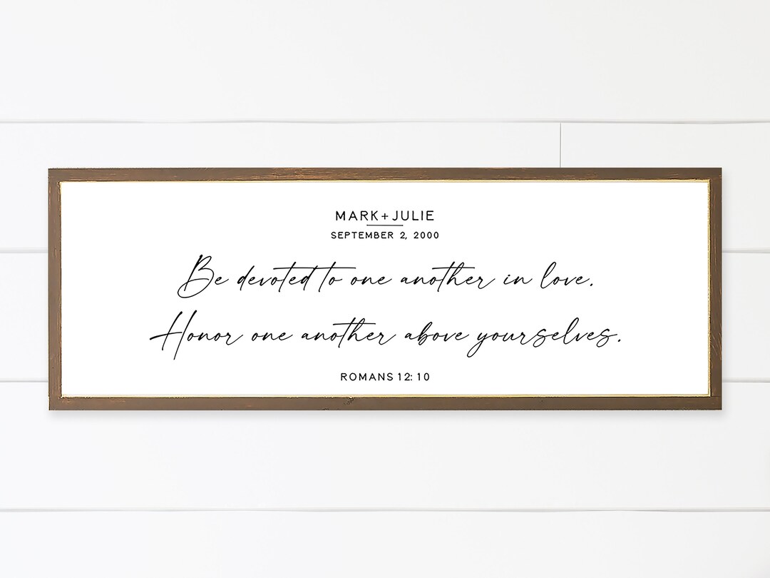 Custom Wedding Bible Verse Sign, Be Devoted to One Another Sign ...