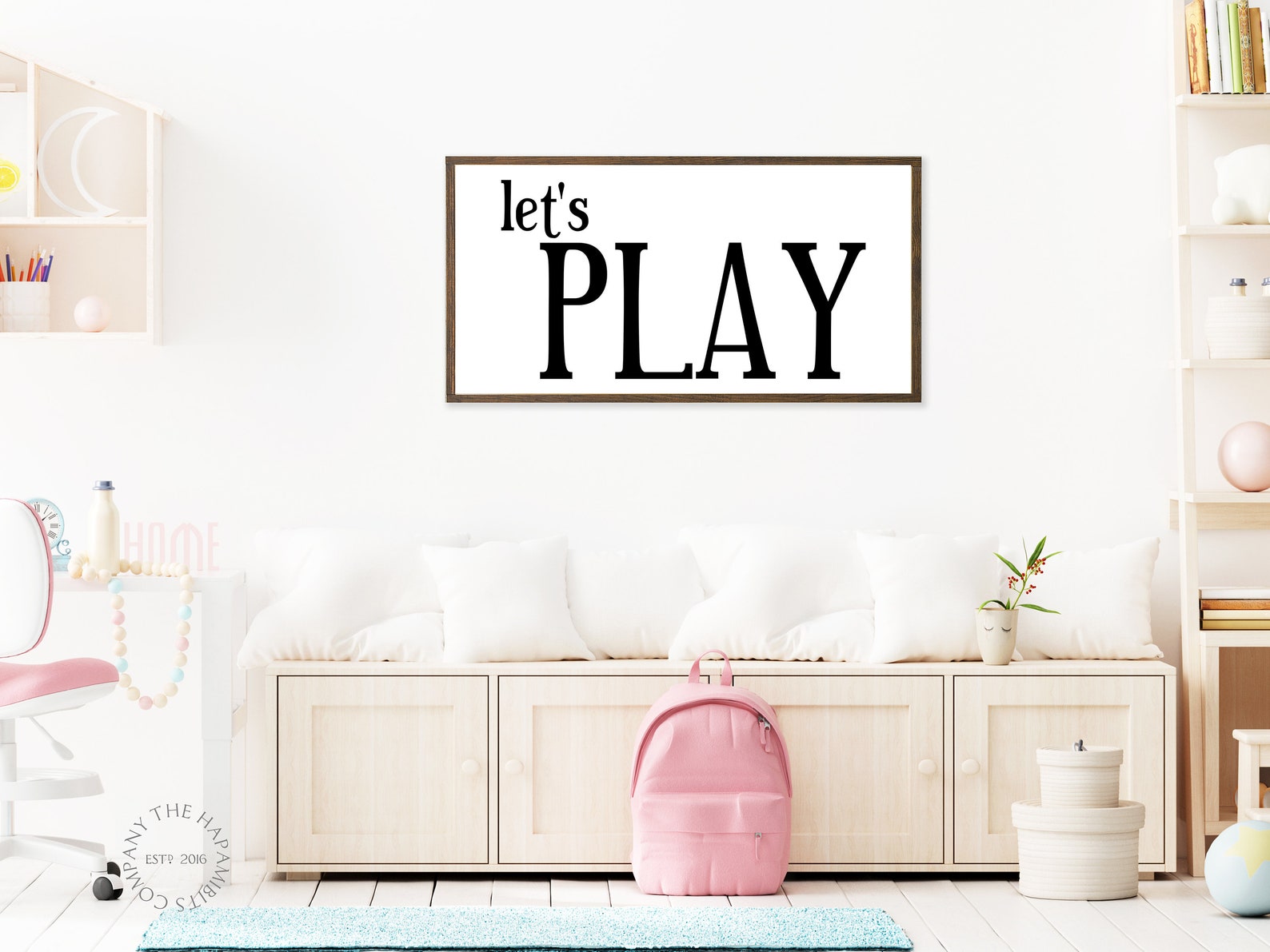 Let's Play Wood Sign Toy Room Sign Playroom Wall | Etsy