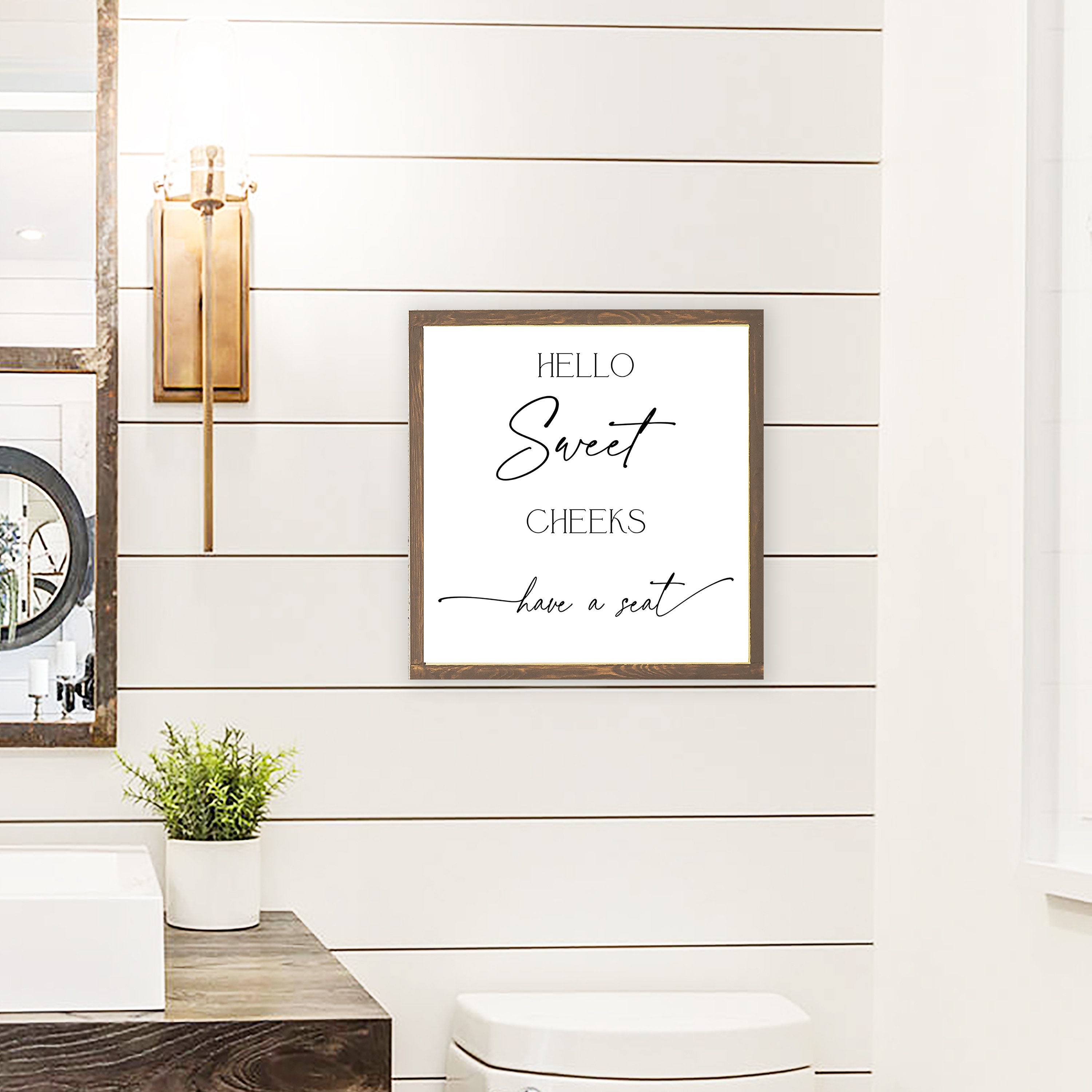 Home Décor Wall Décor Funny Bathroom Decor Hello Sweet Cheeks Farmhouse ...