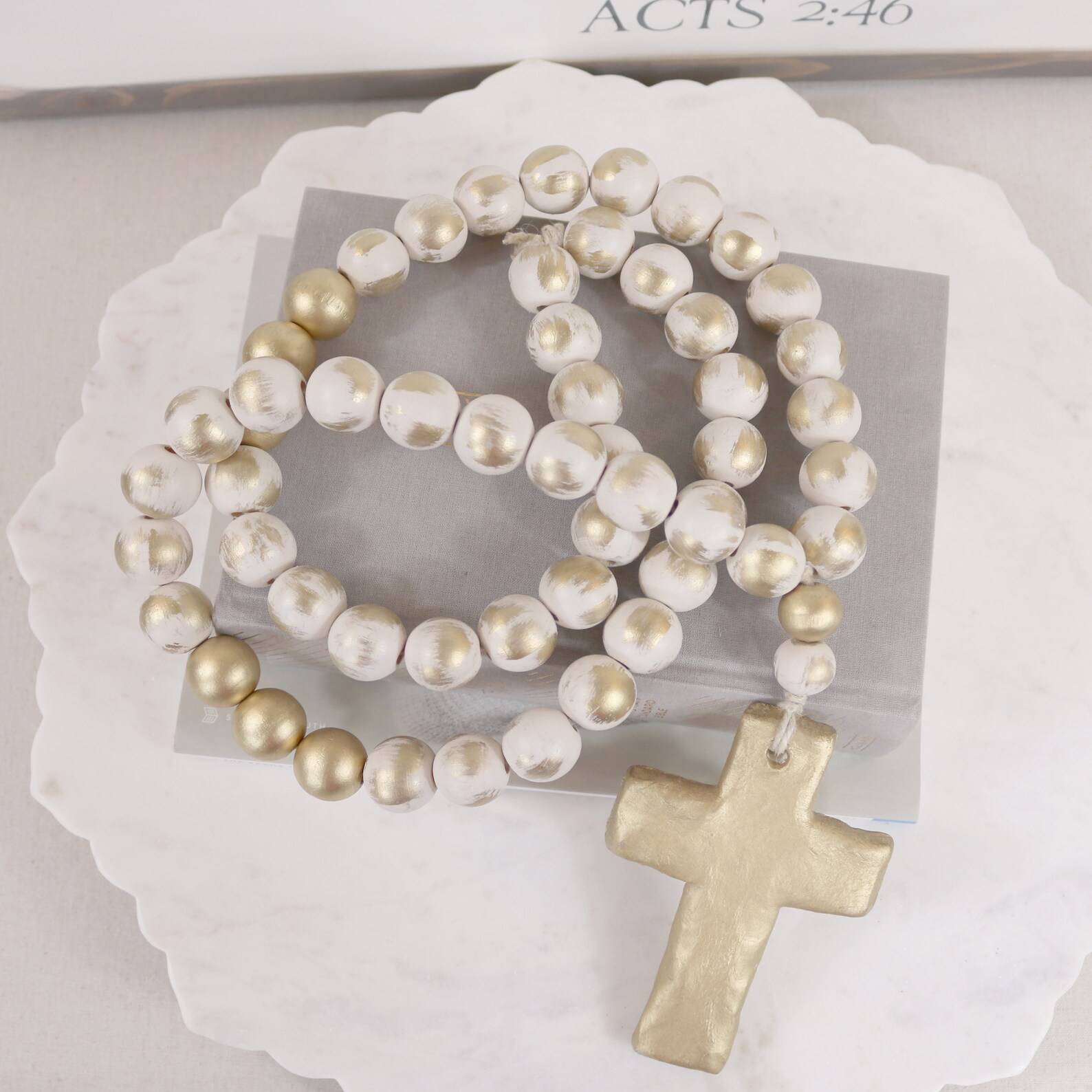 Beige Grace Series Bibelot Blessing Beads|home Decor|30"|hand Painted ...