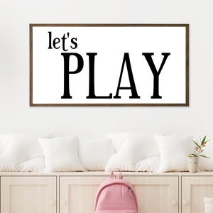 Let's Play Wood Sign, Toy Room Sign, Playroom Wall Hanging, Family Game ...