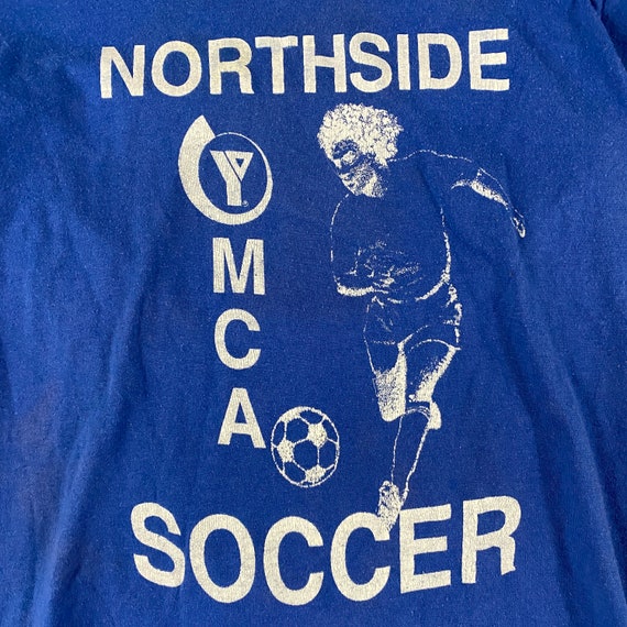 90s Northside YMCA Soccer Jersey 3 Stripes V-Neck T-s… - Gem
