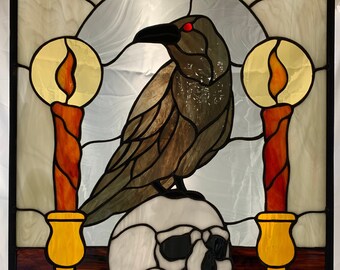 Stained Glass Raven Panel - Etsy