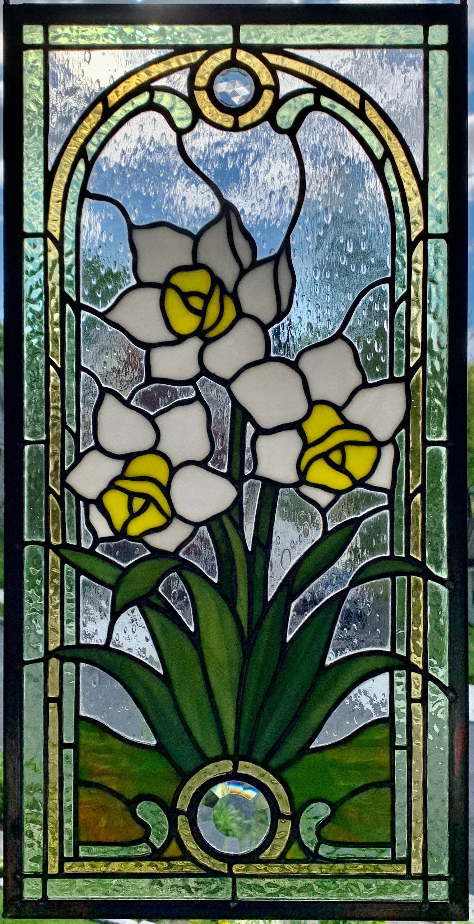 Daffodils Stained Glass Panel