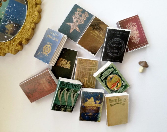 Miniature Book Bundle for Witchy 1:12 Dollhouses Set of 12 | Etsy