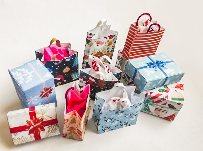 Christmas Miniature Printable Gift Boxes and Bags Instant - Etsy UK