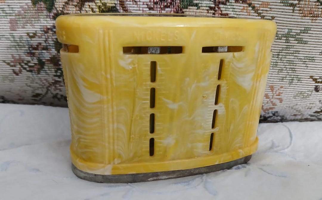 Vintage "the Traveling Teller" Bank, Yellow Swirl, No Key - Etsy