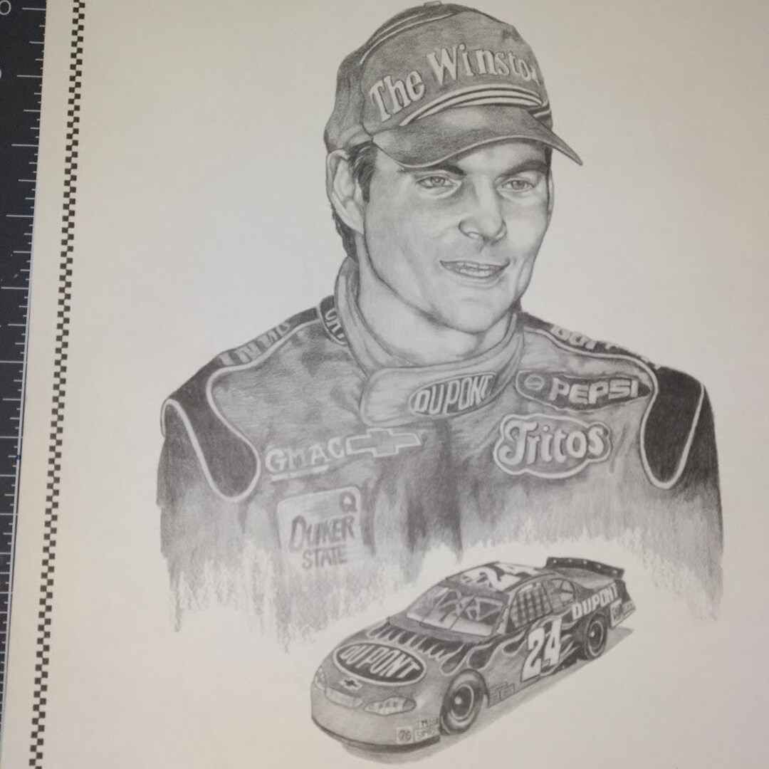 Vintage Dale Adkins Lithograph Featuring Jeff Gordon # 24 - Etsy