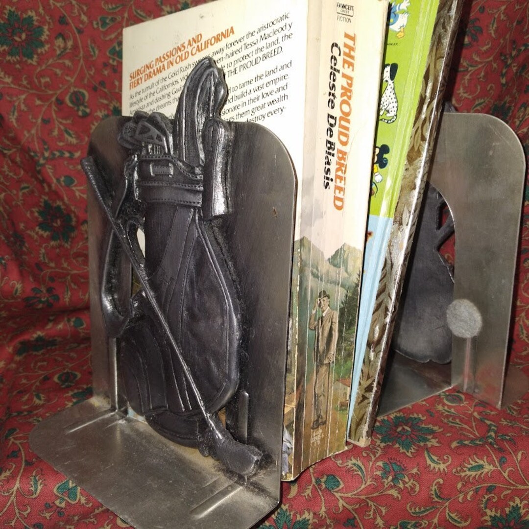 Vintage METZKE Pewter Golf Bag Bookends - Etsy