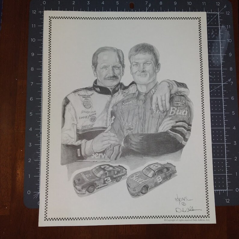 Vintage Dale Adkins Lithograph Featuring Dale Earnhardt Sr & Dale ...