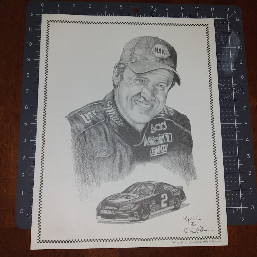 Vintage Dale Adkins Lithograph Featuring Rusty Wallace #2 - Etsy