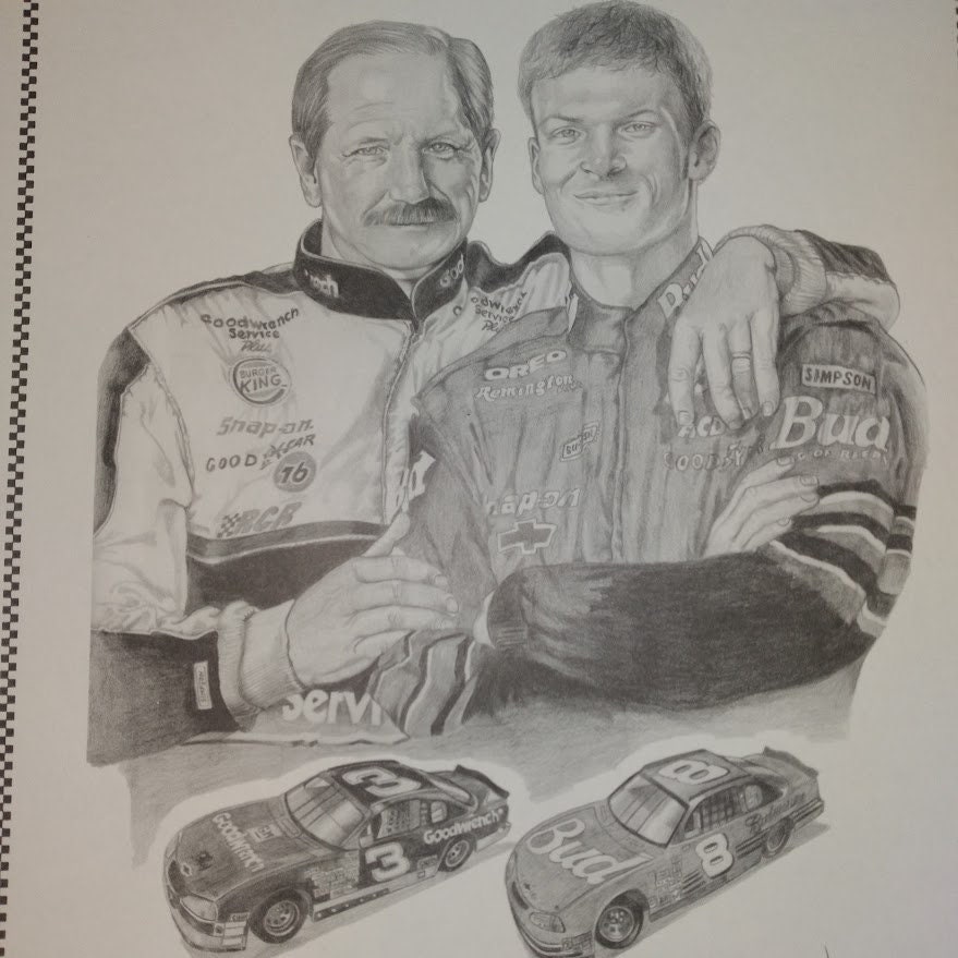 Vintage Dale Adkins Lithograph Featuring Dale Earnhardt Sr & Dale ...