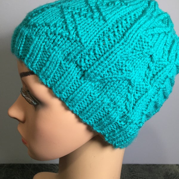 Turquoise Knit Hat - Etsy
