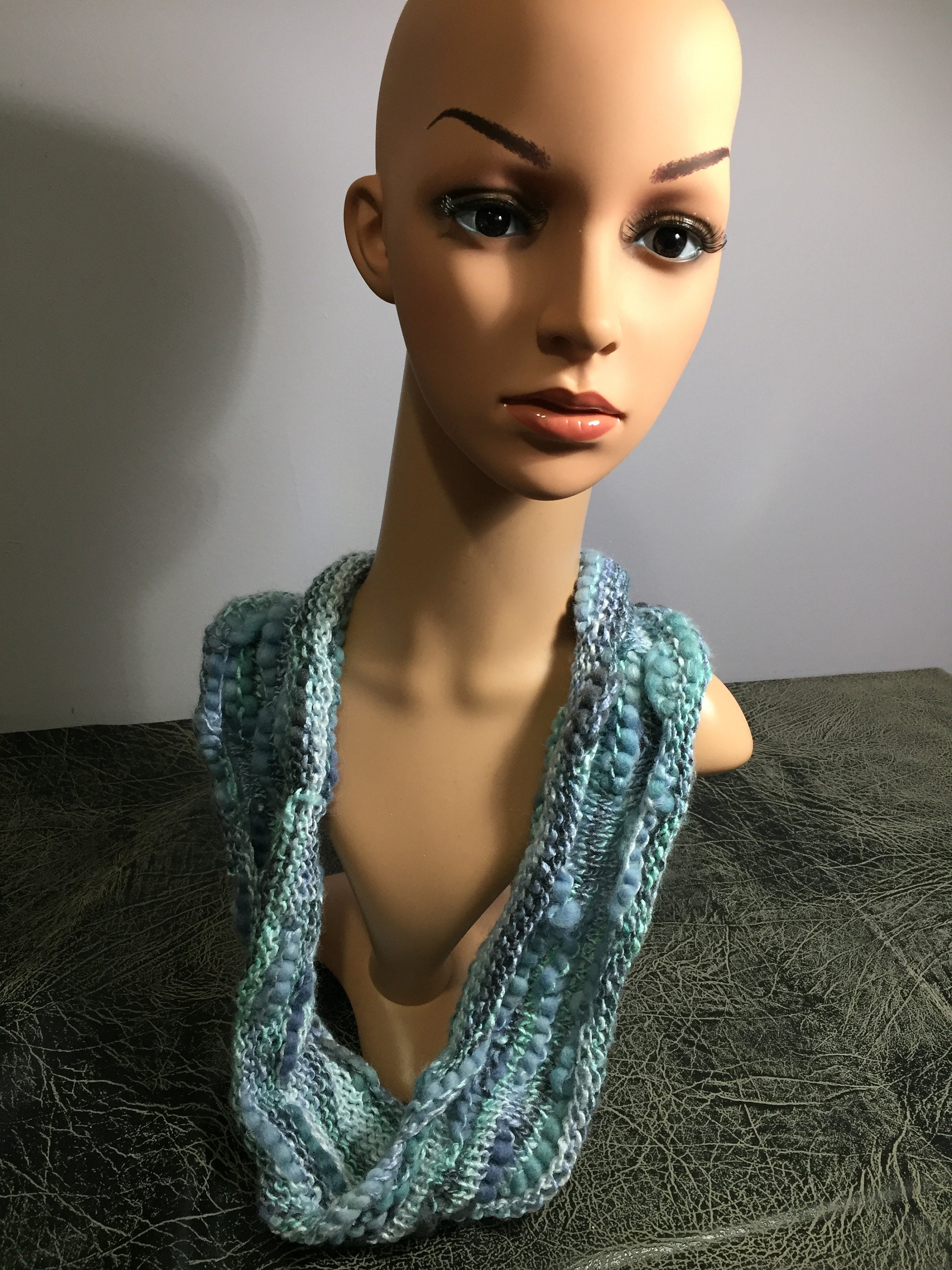 Pemaquid Waves Long Cowl/scarf Multi Shades of Blues/greys - Etsy