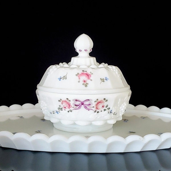 Milk Glass Hand Painted Roses - Etsy