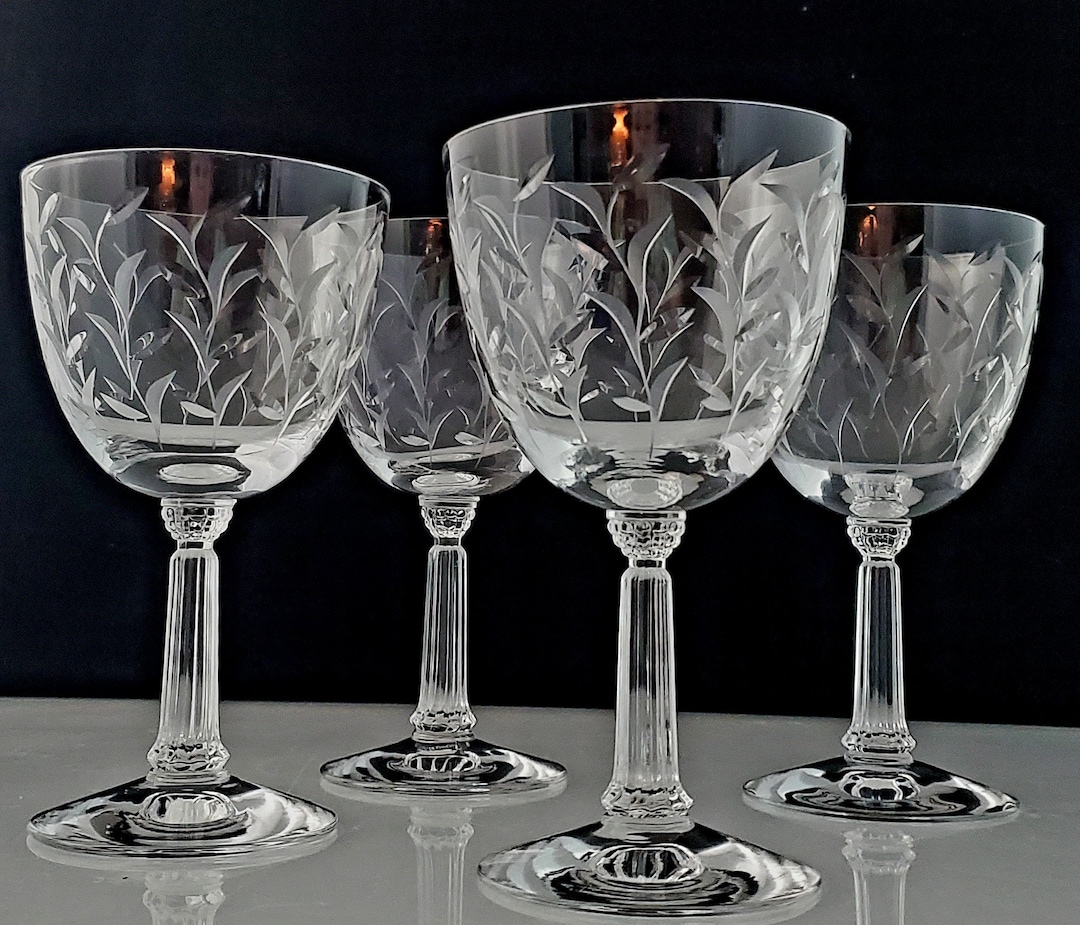 Fostoria Sprite Goblets Vintage Cut Crystal Stemware Mid-century 1950 ...