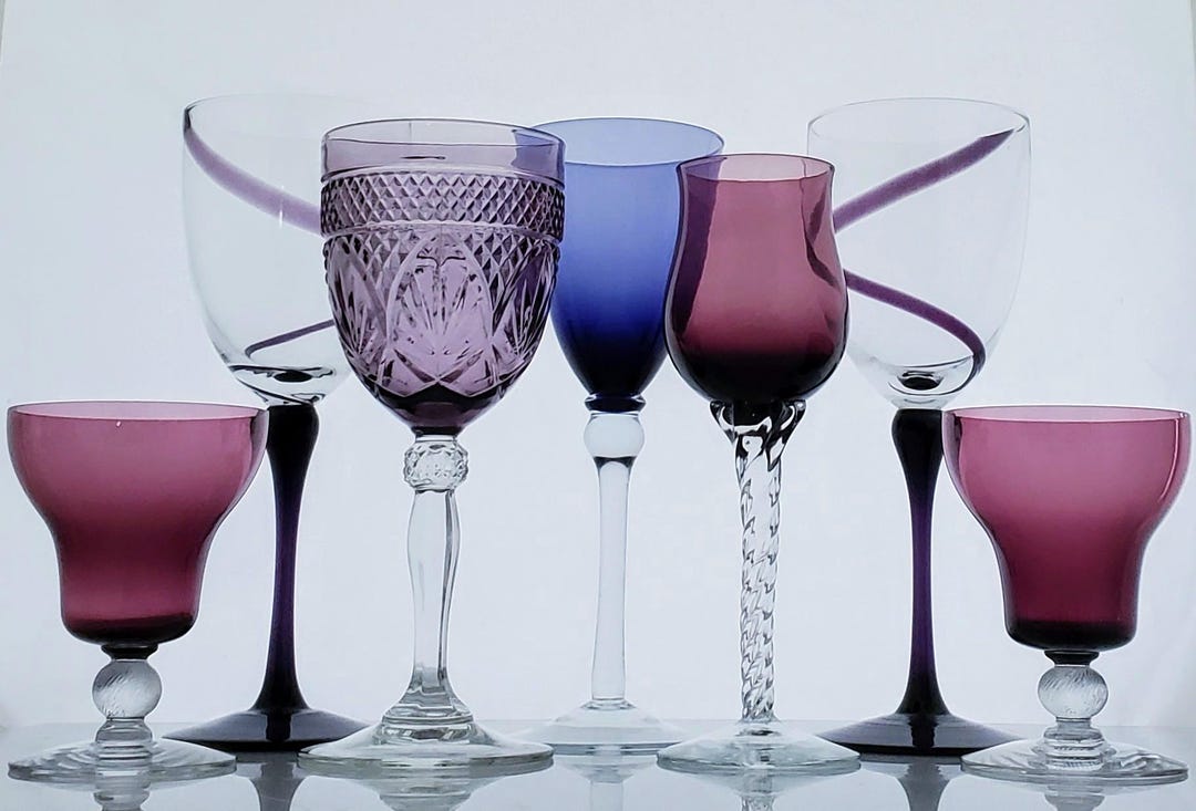 PURPLE Wine Glasses Goblets Stemware Collection Crystal Stemware ...