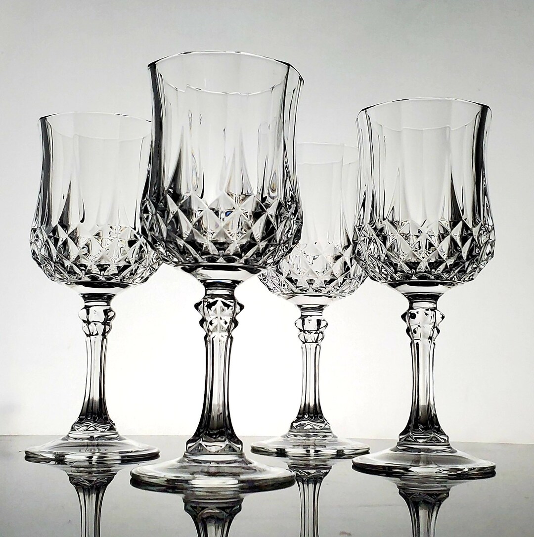 Vintage Crystal Goblets Longchamp Diamond Cut Crystal Cristal D'arques ...