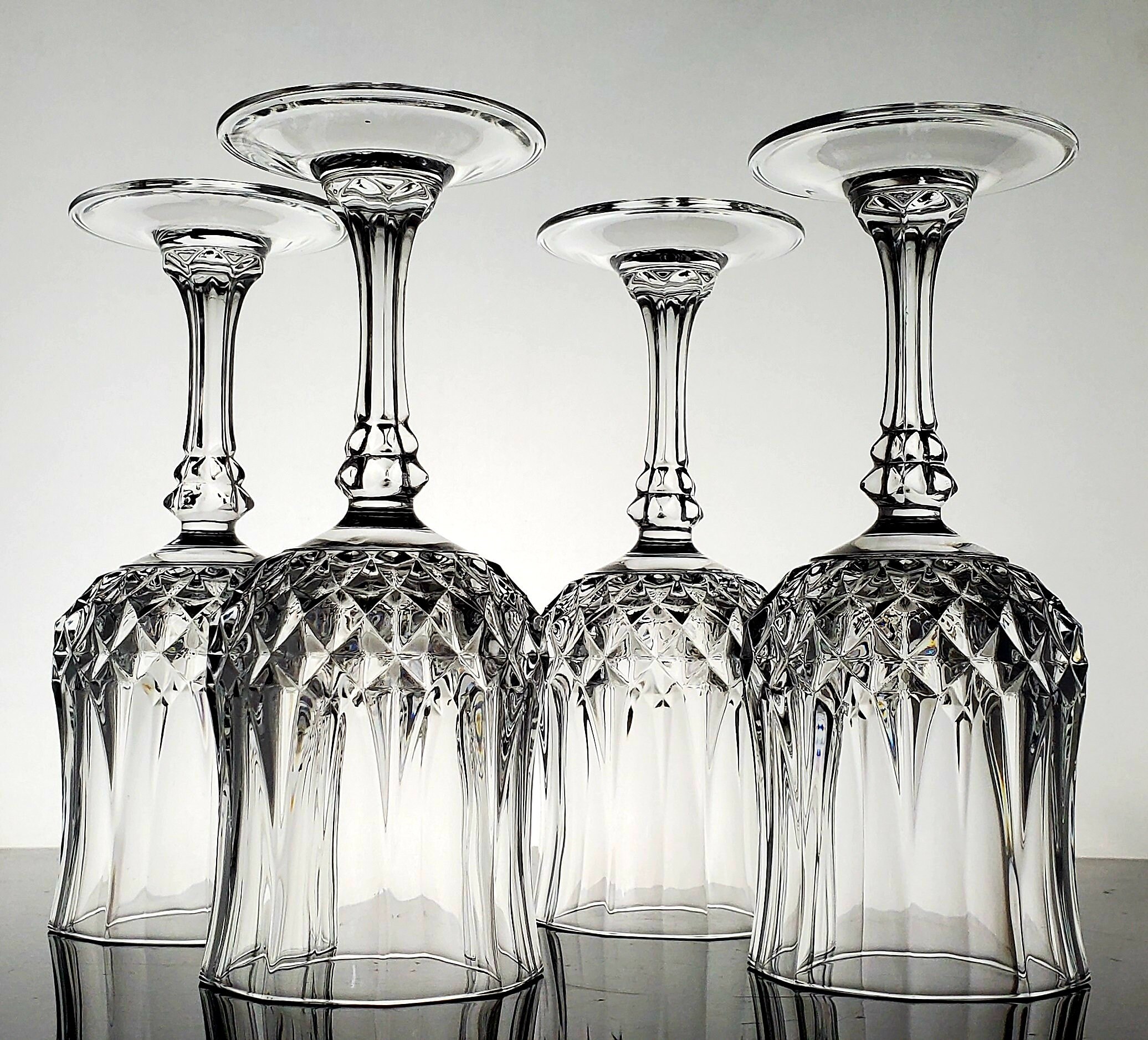 Vintage Crystal Goblets Longchamp Diamond Cut Crystal Cristal D'arques ...