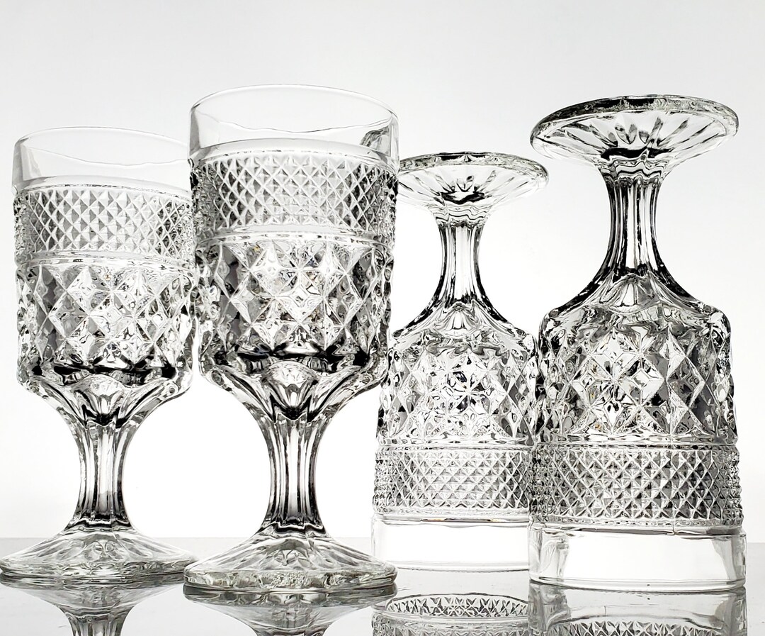Vintage Wexford Goblets Anchor Hocking Stemware Crystal Crystal Diamond ...